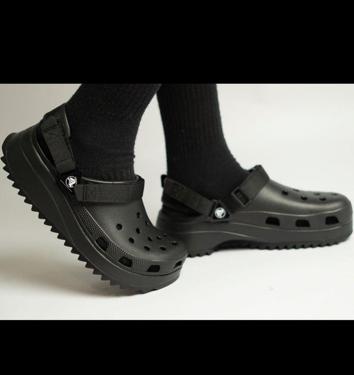 ALL BLACK HIKER CROCS - FOSSETTESLIDES | Flutterwave Store