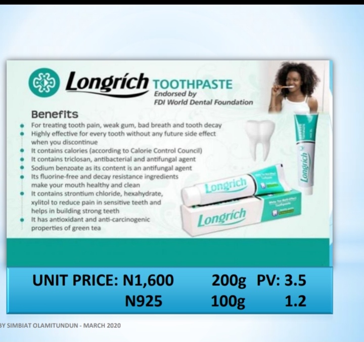 Longrich Toothpaste - Everlasting Longrich Stores. | Flutterwave Store