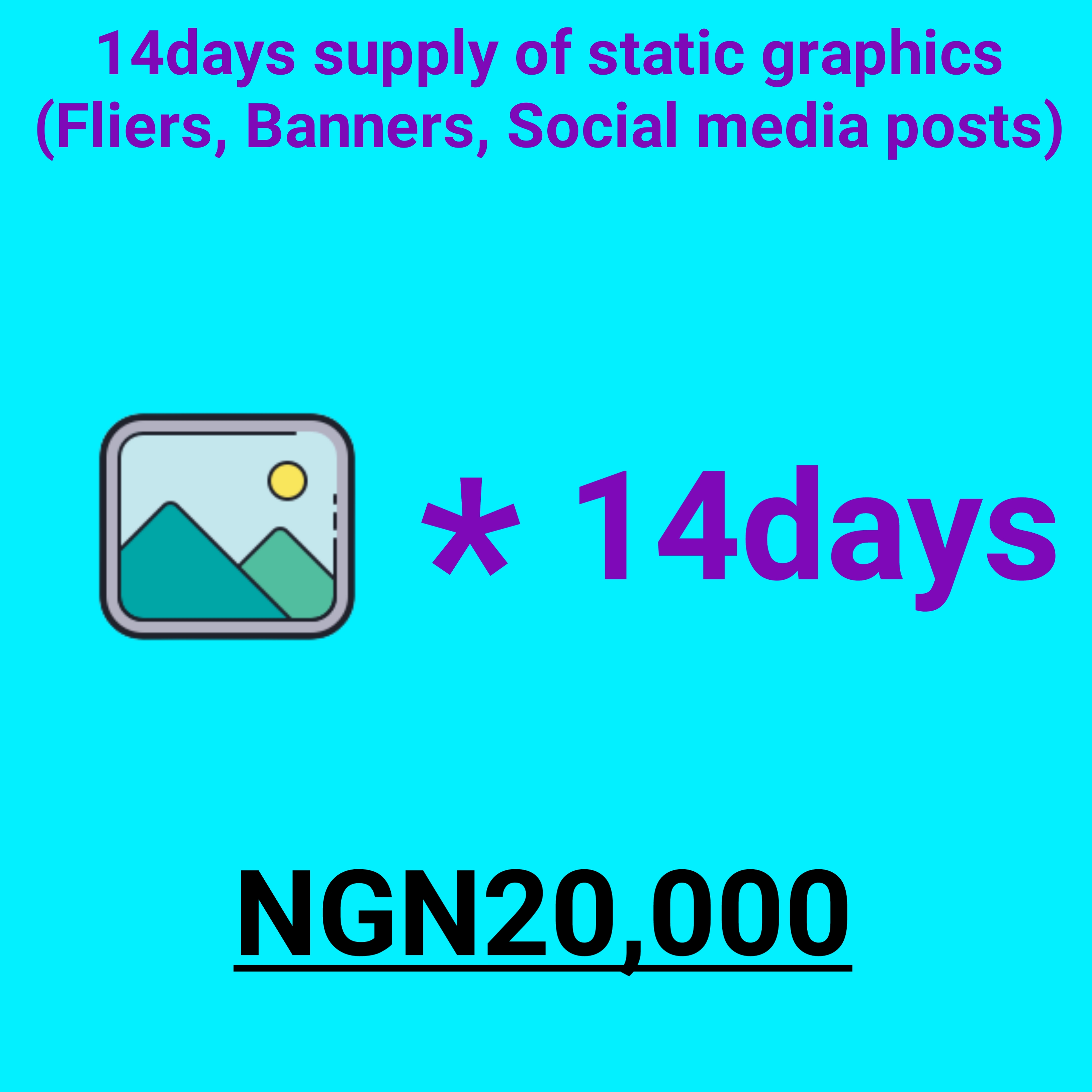 14 days supply of static graphics design - Pixvertize | Flutterwave Store