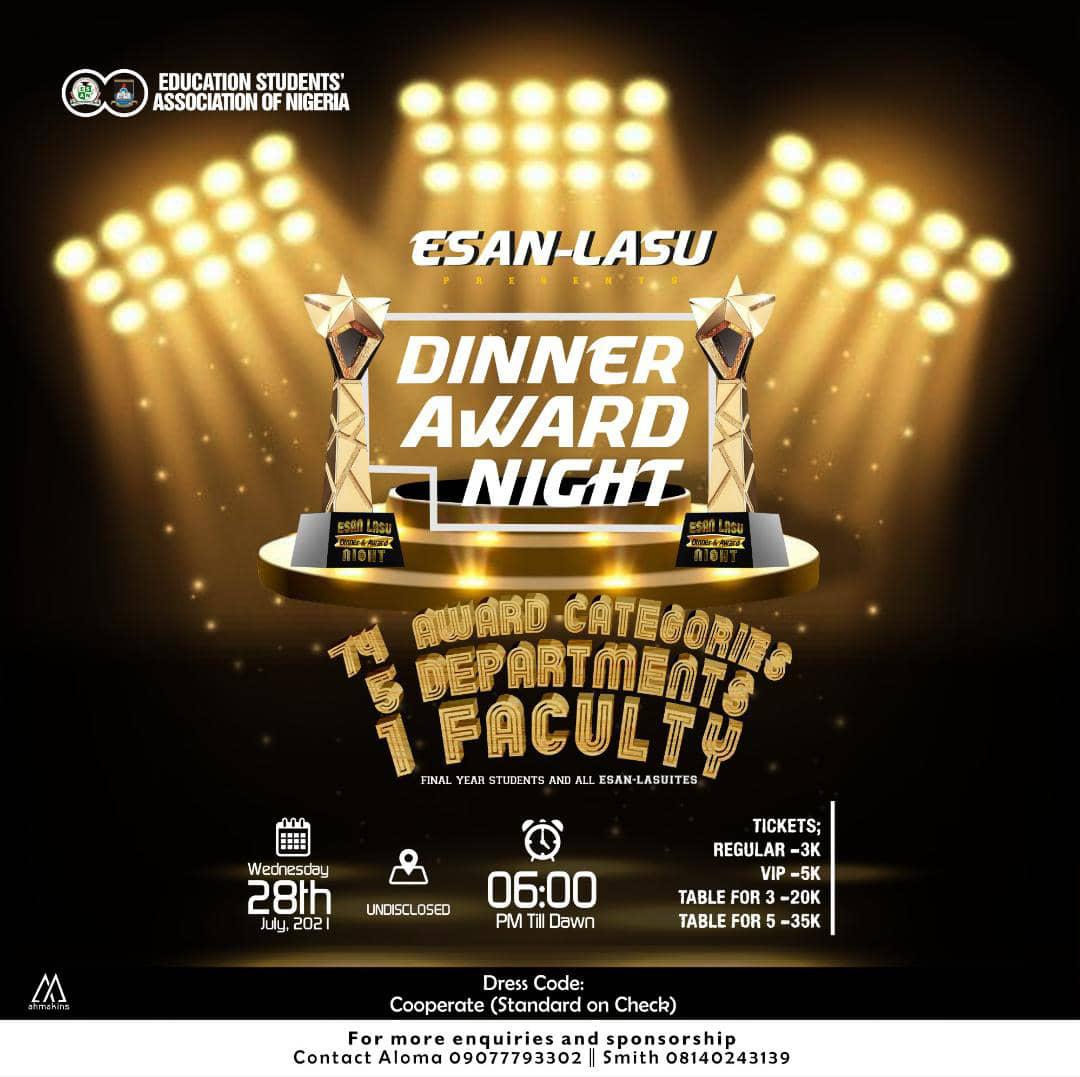 TABLE FOR 5 TICKET - ESAN LASU AWARD NIGHT TICKET BOOKING ...