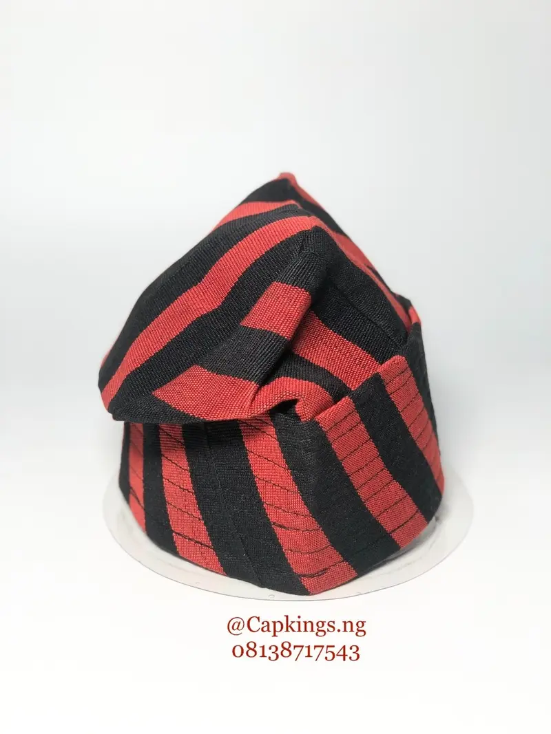 Black & Wine Native Asooke Yoruba Men Fila Cap for Owambe and African ...