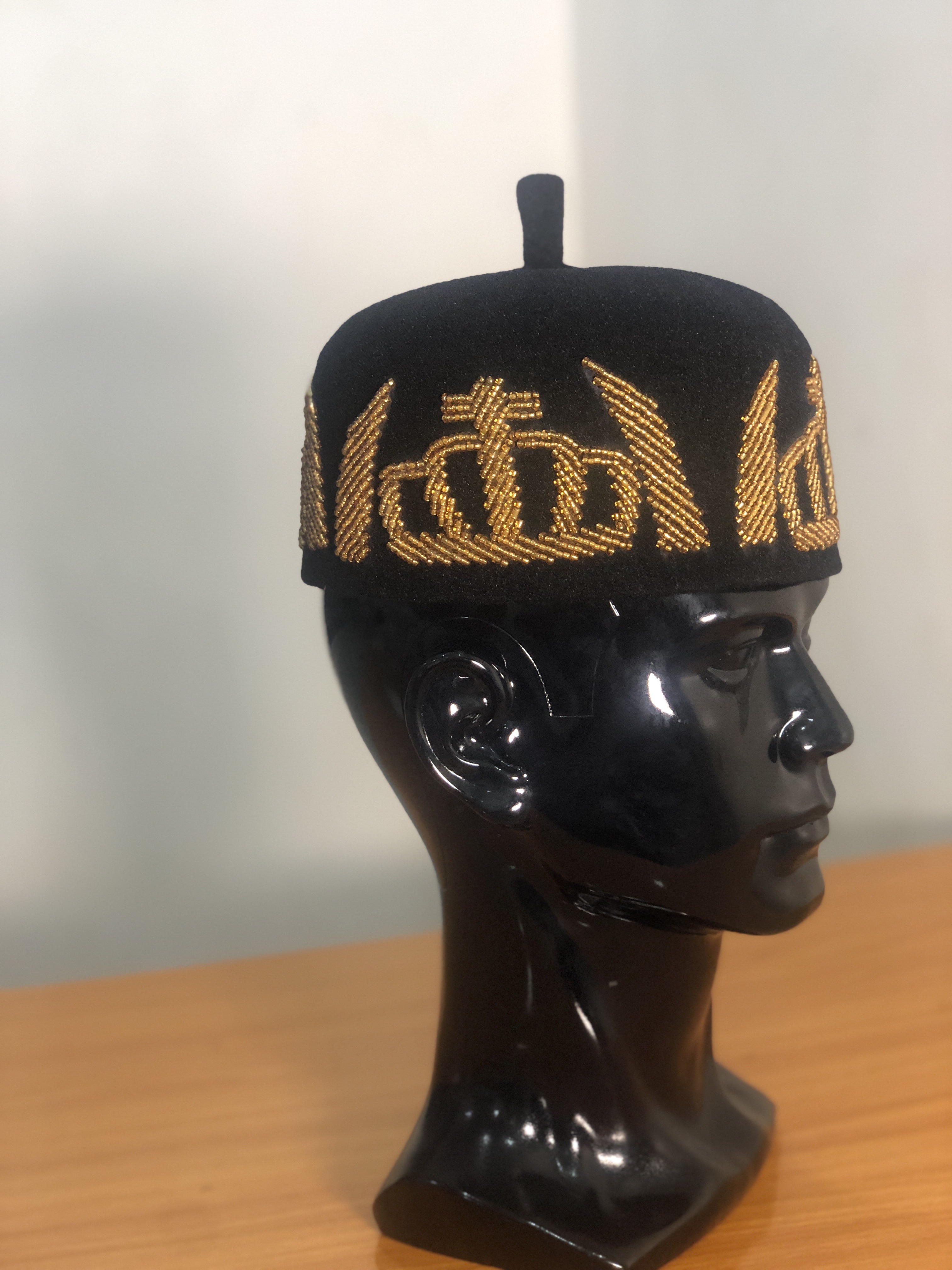 Black Igbo men Beaded Wool Cap (Cubana) Okpu Ozu / Obara - Capkings ...